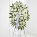 Exquisite Tribute Standing Spray-White Ribbon–Antonio Flowers & Gifts